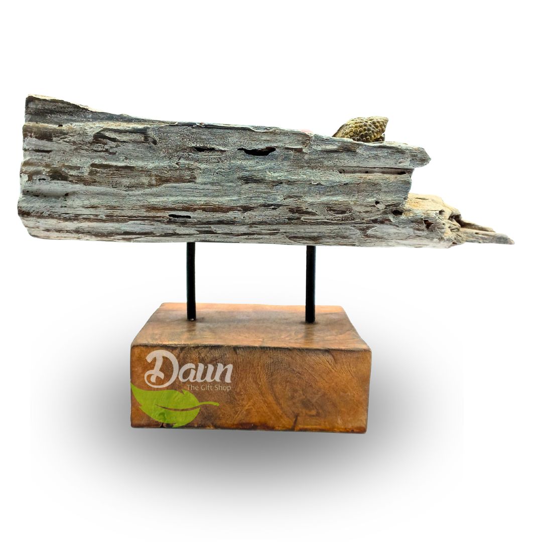 Sleeping Buddha on Top of log with Wooden Base - Daun Gift