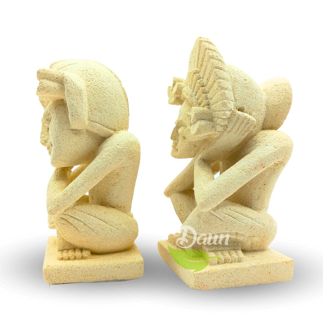 Balinese Couple Limestone Statues - Daun Gift