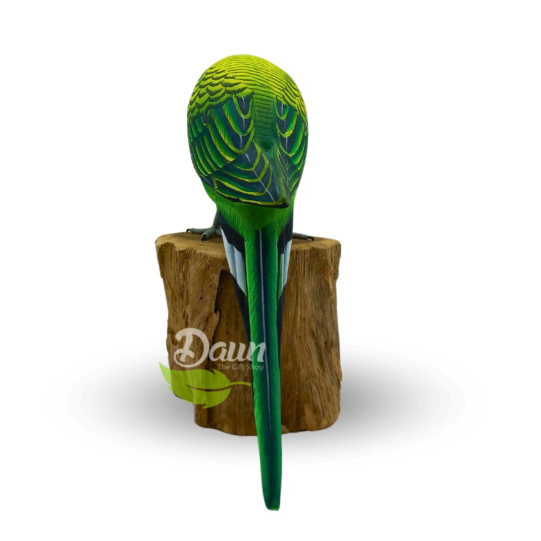 Parakeet Wooden Statue with Log - Daun Gift