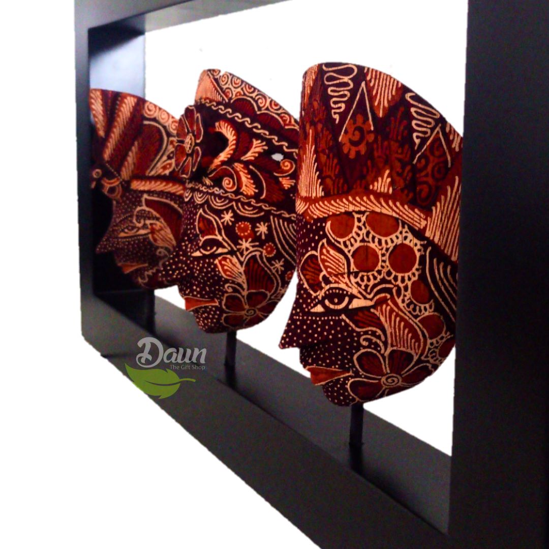 Batik Masks in Frame Wall Hanging Decoration - Daun Gift