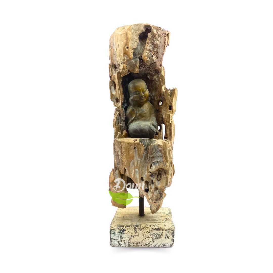 Brass Monk Statue with wooden base - Daun Gift